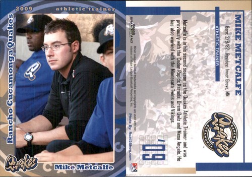 2009 Grandstand Rancho Cucamonga Quakes - Mike Metcalfe (RC) for sale ...