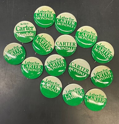 Jimmy Carter Mondale LOT 15 PRESIDENTIAL political pinback pins buttons ...