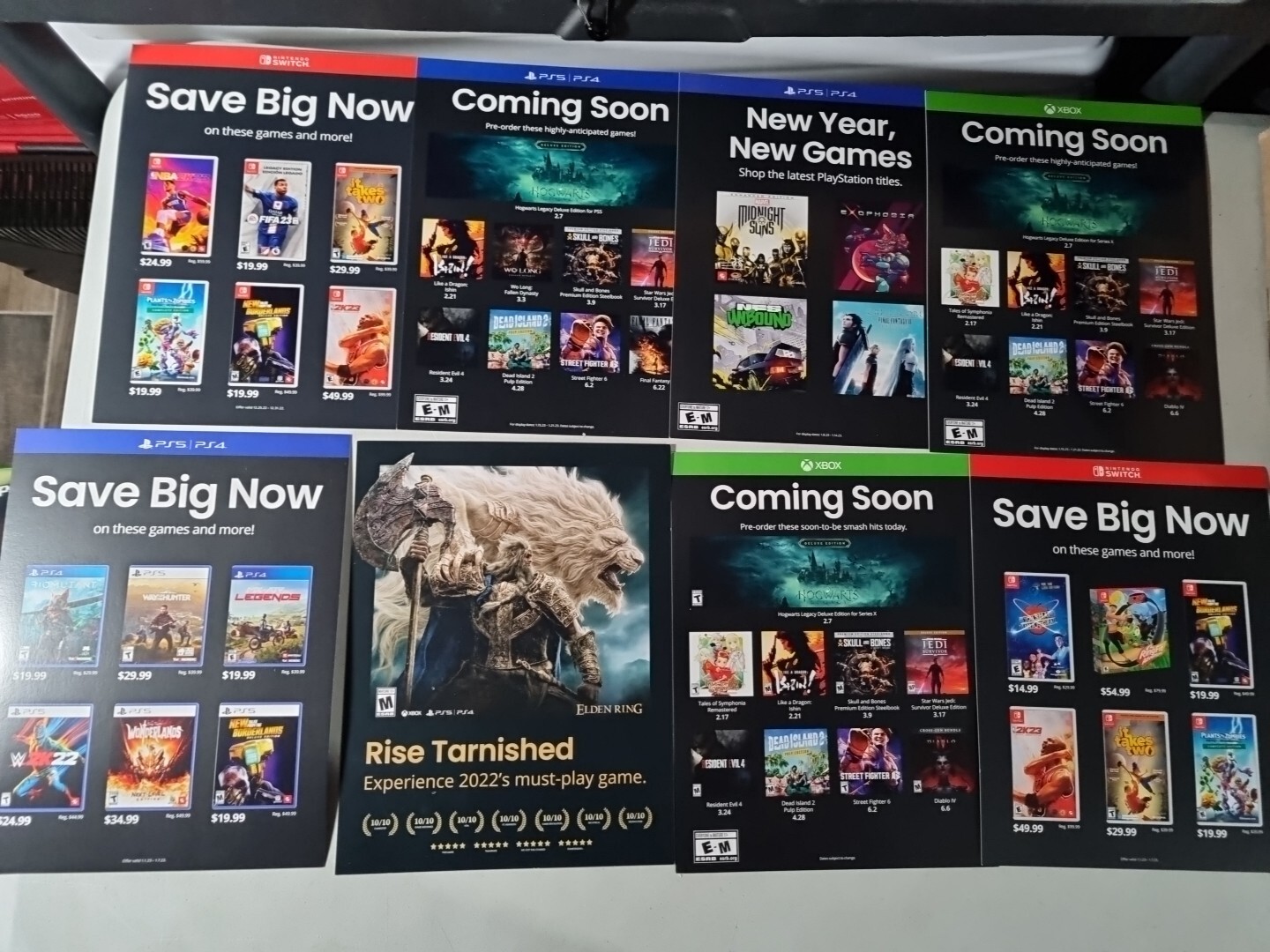 Lot Of 8 Gamestop Promo Store Display Poster Display Cardboard Elden ...