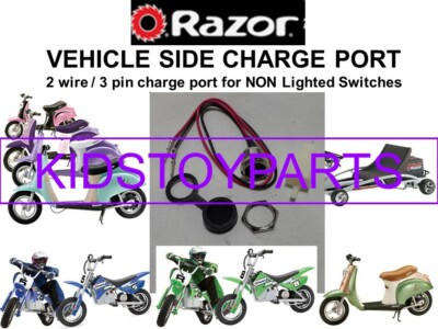 3 PIN 2 WIRE CHARGE PORT RAZOR IZIP E SCOOTERS SUNL N/LIGHTED SWITCHES ...