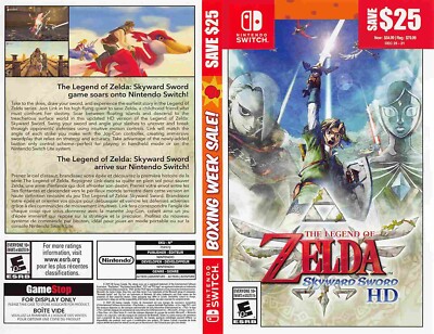 Nintendo Switch LEGEND OF ZELDA SKYWARD SWORD HD store display SALE box ...