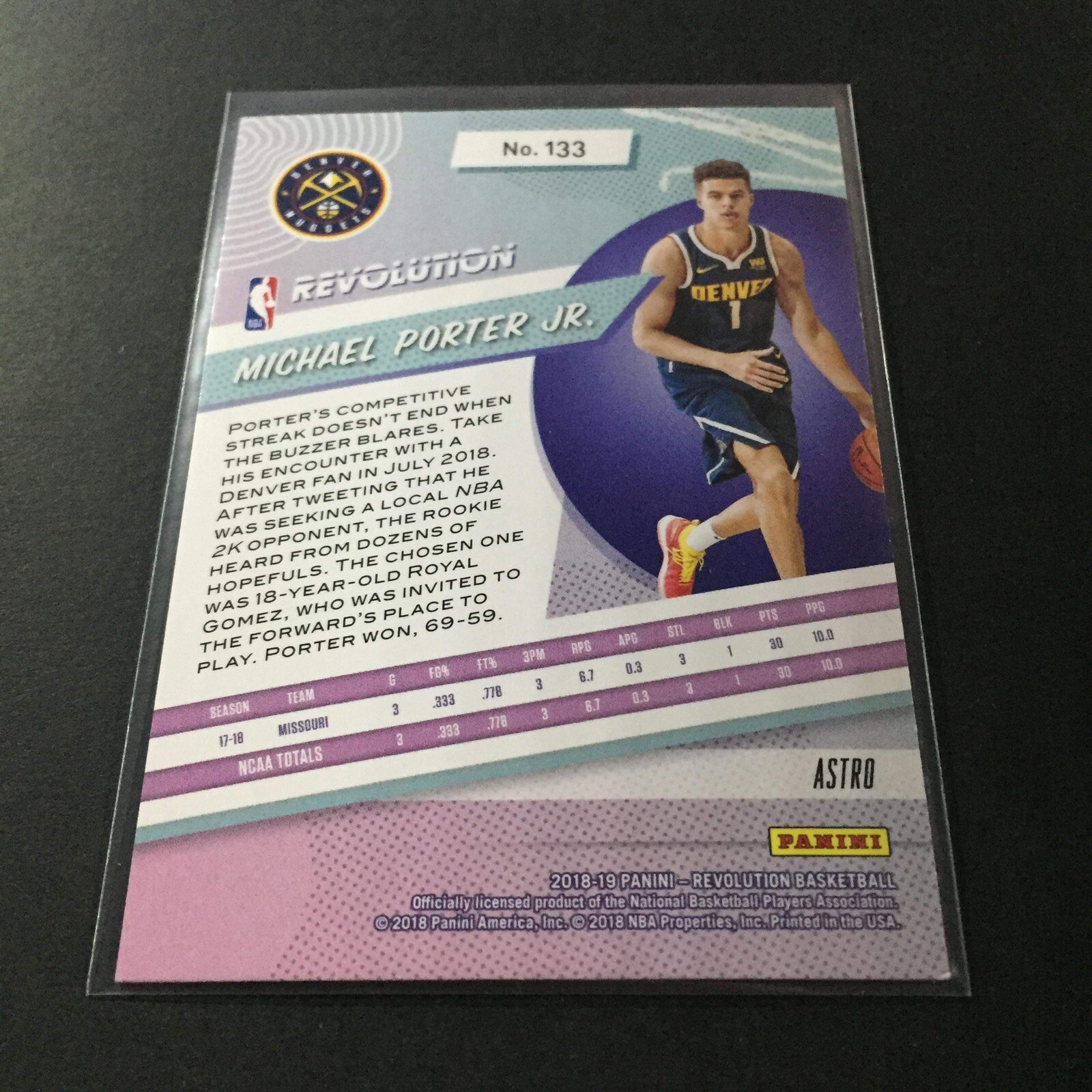 2018-19 Panini Revolution — Michael Porter Jr Nuggets — Rookie Astro RC ...