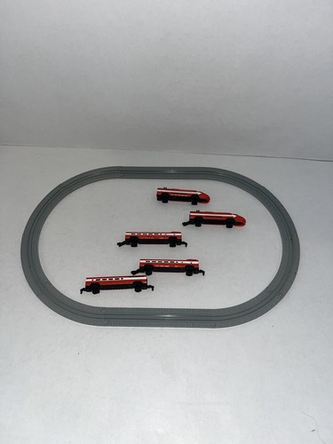VTG 1989 Micro Machines Red Bullet Train Engine/ Passenger Cars&tracks ...