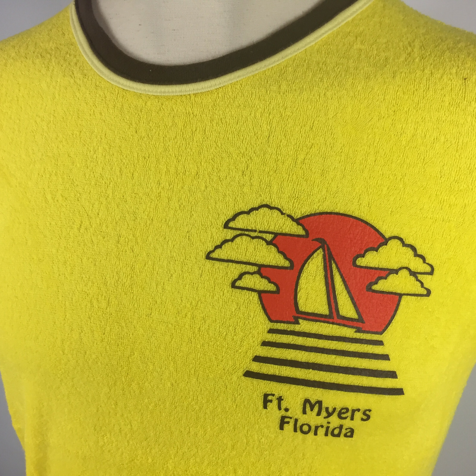 Vintage 70s 80s Terry Cloth Knit Texture Beach Swim S… - Gem