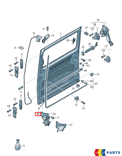NEW GENUINE VOLKSWAGEN TRANSPORTER T5 T6 SLIDING DOOR BOWDEN CABLE ...