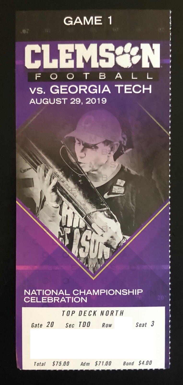 2019 Clemson Tigers Football Collectible Ticket Stub - Choose Any Home ...