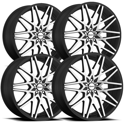 (Set-4) Shift H32 Formula 20x8.5 5x108 +35mm Black/Machined Wheels Rims ...