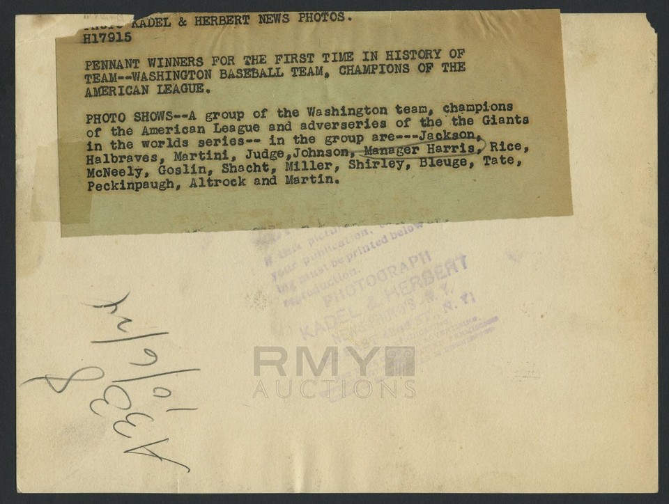 1924 Washington Senators Team Photo World Series Champs Baseball ...