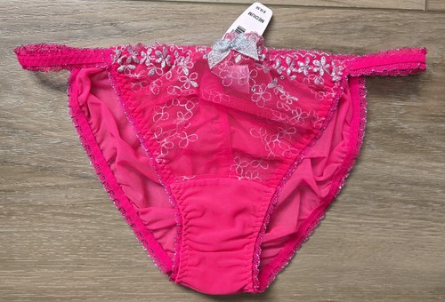 NWT Vintage Victoria's Secret Pink Sheer Mesh Lace Low String Bikini ...