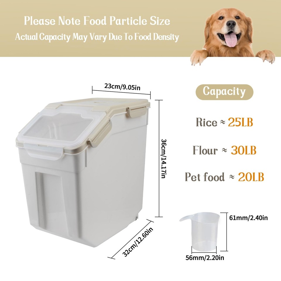 Large Flour Storage Container Bin 25lb, 2Pack Airtight Rice Storage ...