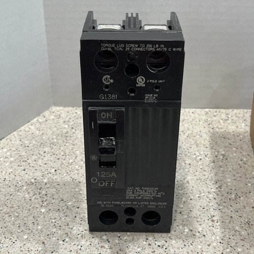 GE THQD22125WL, 2P, 125A, 22KAIC, 240VAC Circuit Breaker , NEW IN BOX ...