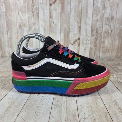 Vans Old Skool Rainbow Platform Sneakers Suede Skate Shoes Women's 7 | eBay