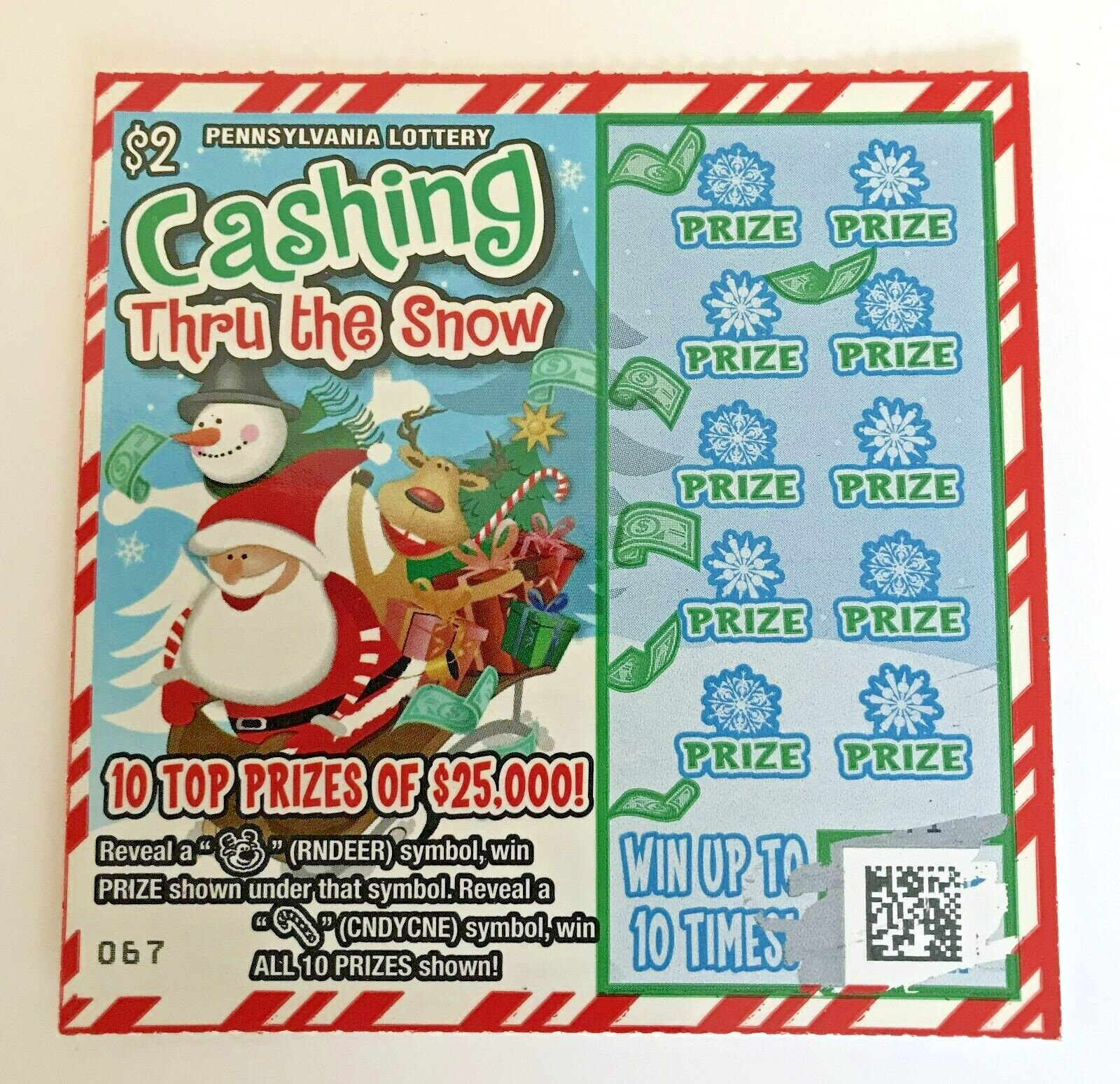 Santa, Frosty, Rudolph Theme Instant lottery Ticket unique , no cash ...