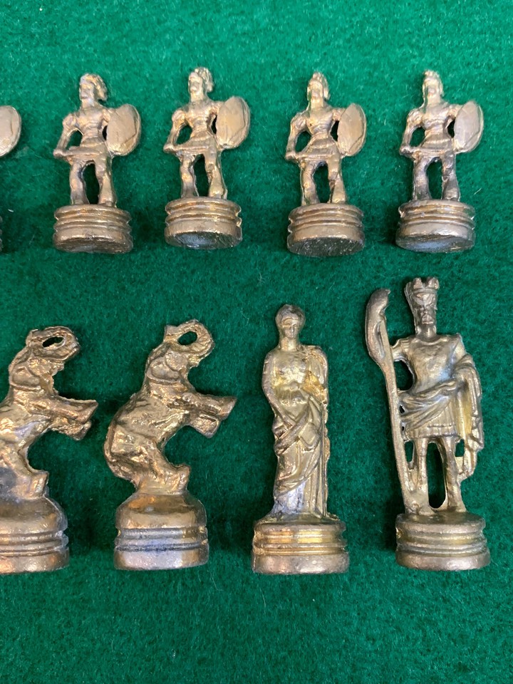 Vintage Brass Greek Roman Army Chess Small Size Set. 2" King. Metal ...