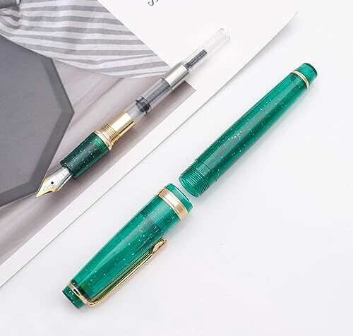 JINHAO 82 Fountain Pen Transparent Fluorescent Dark GreenFine Nib 0.5mm ...