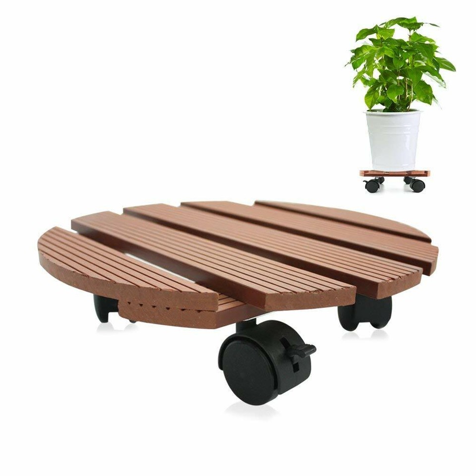 Movable Flower Stand with Wheel Plant Planter Trolley Rolling Home ...