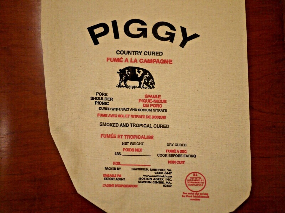 Vintage PIGGY COUNTRY CURED HAM, Ham Cloth Bag Sack, NEW Old Stock | eBay