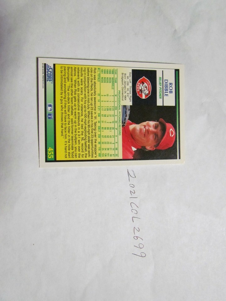 1992 Score Rob Dibble signed Baseball Card | eBay