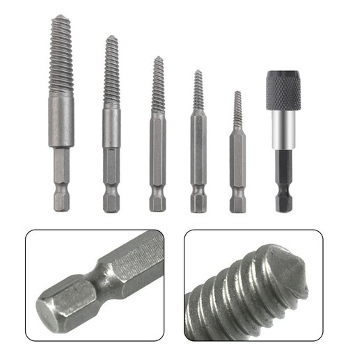 Screw Extractors Hand Tools 1/4" Hex Shanks 6Pcs/Set Bolt Remover Flat ...