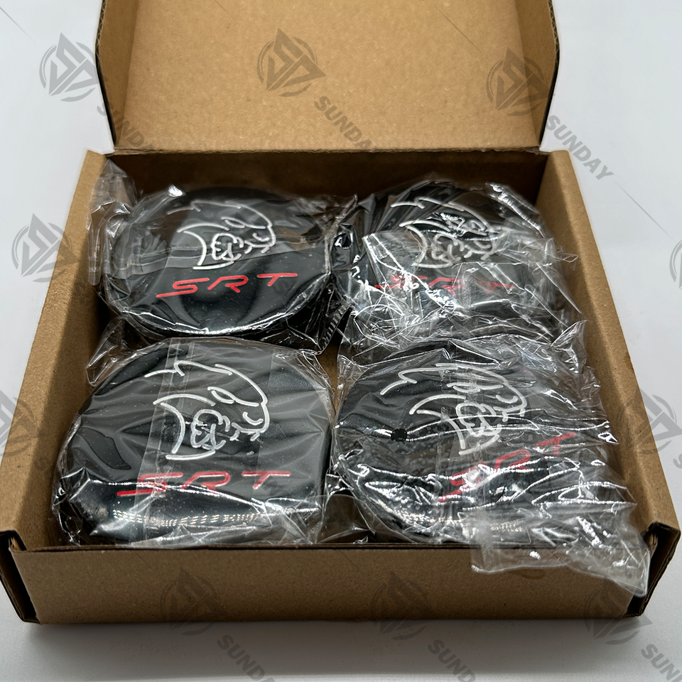4X Gloss Black Hellcat SRT Wheel Center Caps Rim Center Covers For SRT ...