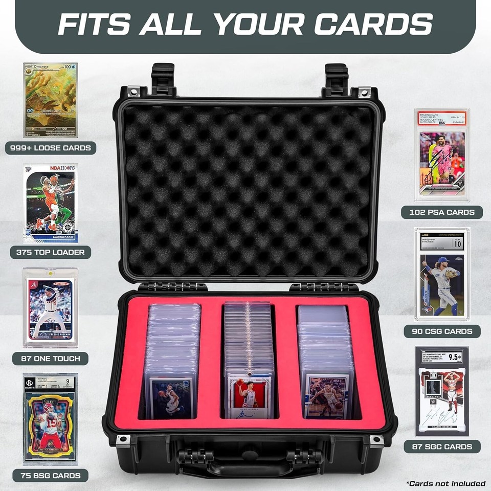 Trading Card Storage Box - Water Resistant Graded Card Slab Case for ...