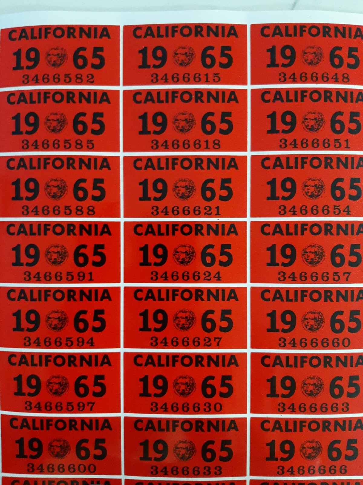 1965 YOM California license plate sticker, Dmv, Ca, Registration | eBay