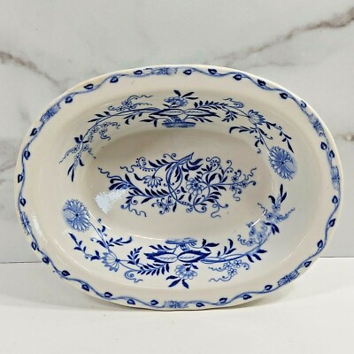 Furnivals Blue Onion Open Oval Vegetable Bowl Serving Dish England ...