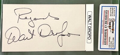 WALT DROPO BASEBALL AUTOGRAPH INDEX CARD WITH CERTIFICATE OF ...