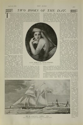 1903 PRINT LADY HAMILTON AFTER ROMNEY ~ SIR W.CURTIS'S EMMA FROM BOOKS ...