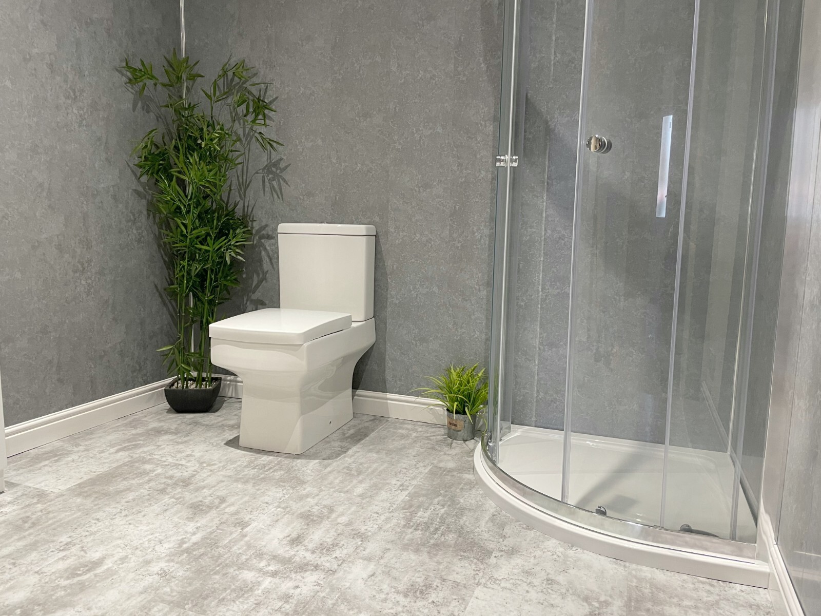 Concrete Grey Bathroom Cladding Shower Wet Wall Kitchen PVC Ceiling Panels | eBay UK