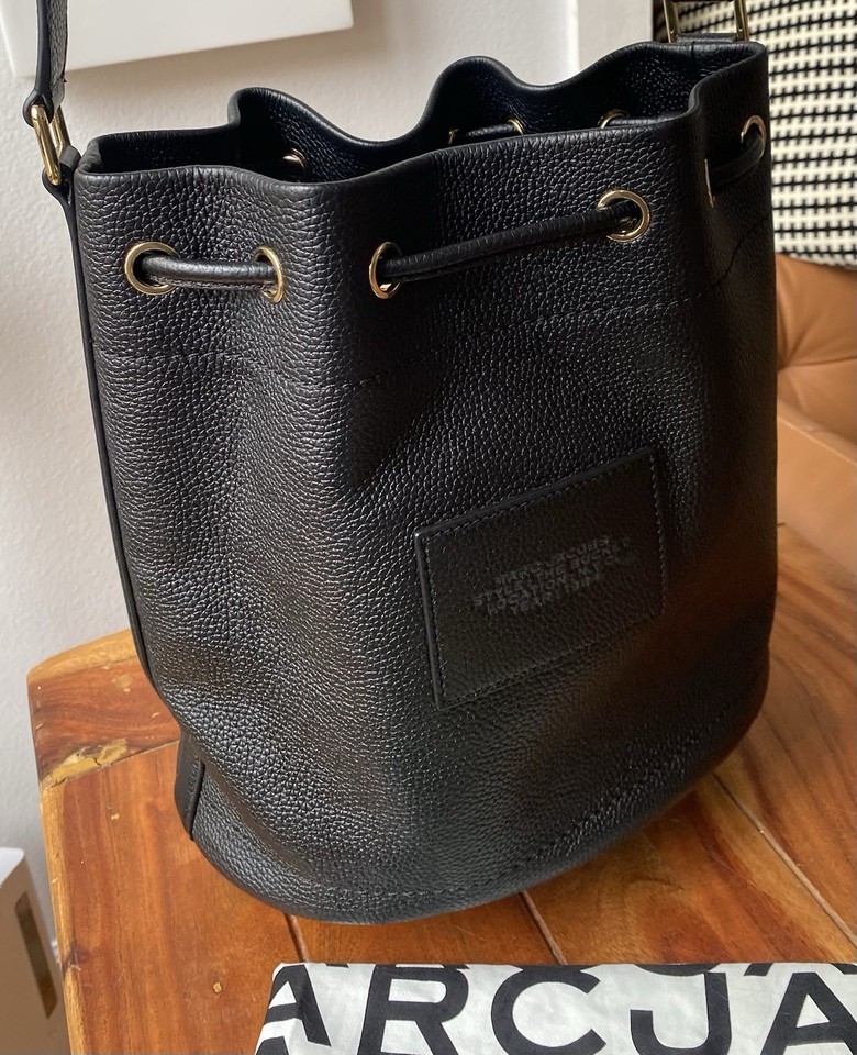 Auth New Marc Jacobs Large Bucket Tote Drawstring Black W Green Mini ...