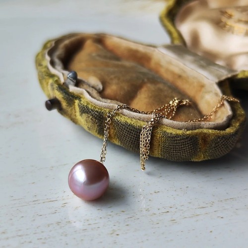 ≪Sakura Pearl≫ Nuclear Freshwater Pearl 18K Yellow Gold Necklace 【Made ...