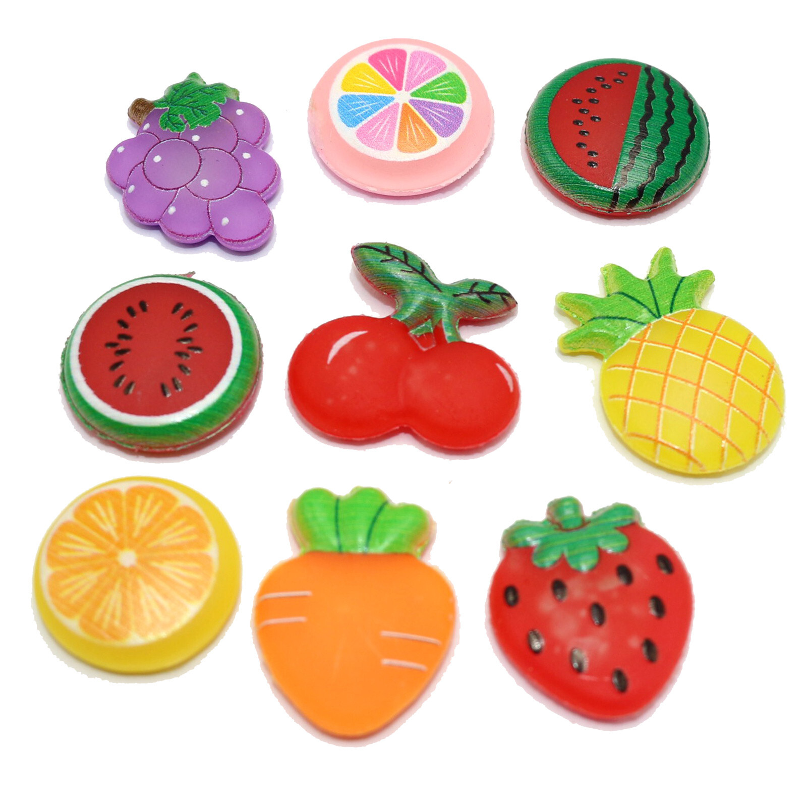 25pcs Assorted Soft Silicone Rubber Various Fruit Carrot Flatback Charm ...