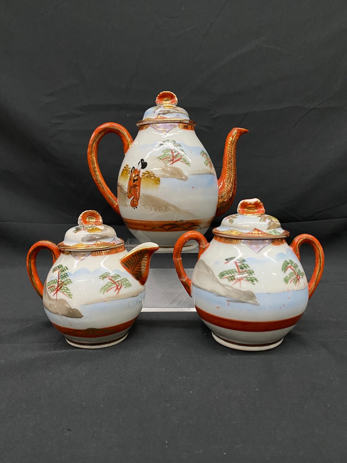 Vintage 20 Pc JAPANESE Hand-Painted Gilt Porcelain Geisha Tea Set | eBay