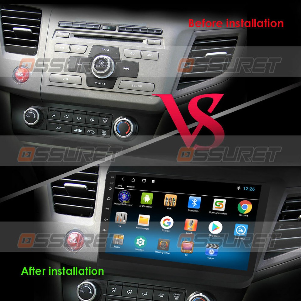 Android 12 Car GPS Navi FM Radio Stereo Player CarPlay For Honda Civic ...