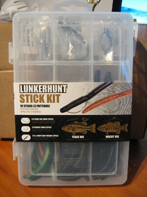 36 Piece LunkerHunt Stick Worm Kit Soft Fishing Baits Drop Shot Weights ...