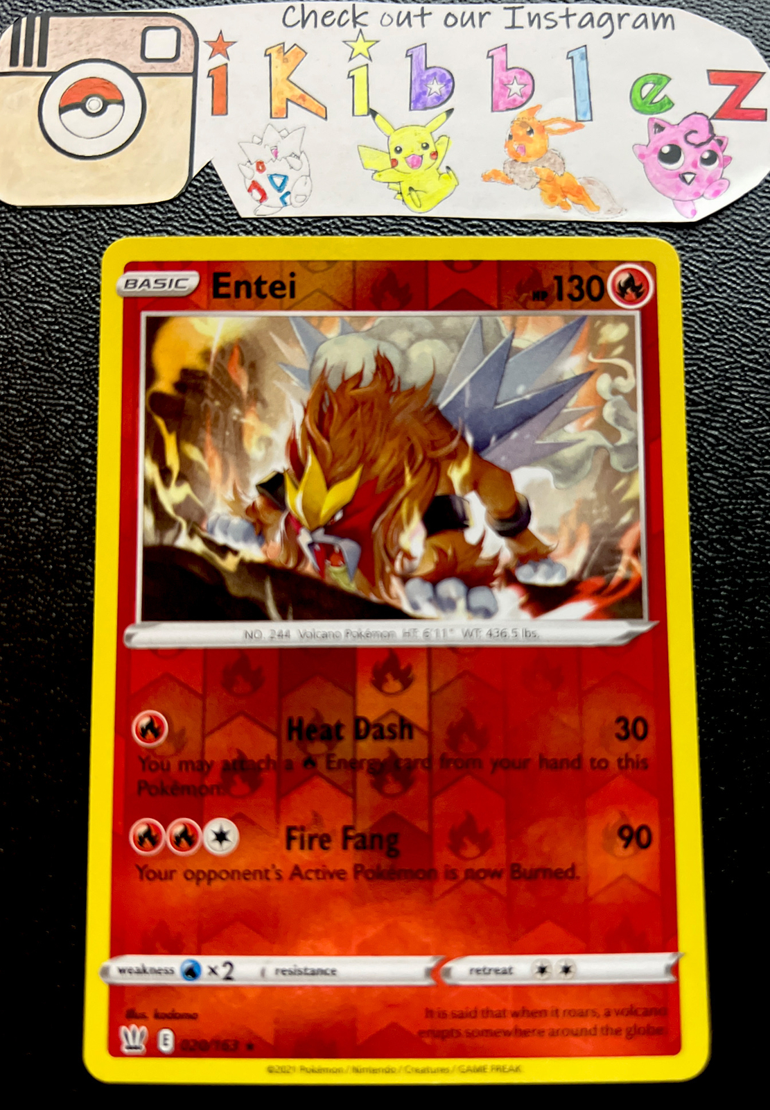 Entei 020/163 NM Reverse Holo Rare Legendary Pokémon Card. Free Tracked ...