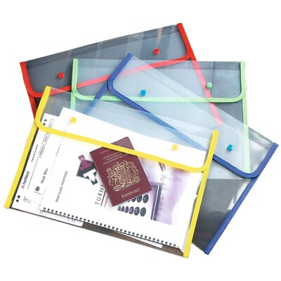 Document Travel Wallets Clear Transparent A4 Oversize Paper Holder Pack ...
