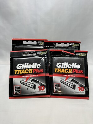 4 Packs 40 Total Genuine Gillette Trac II Plus Razor Blades with ...