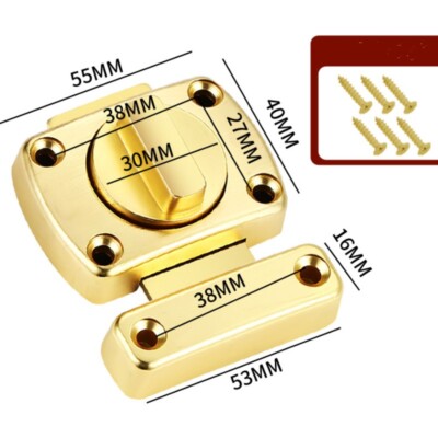 Rotate Bolt Latch, 55x40mm Zinc Alloy Gate Latches Door Slide Lock Gold ...