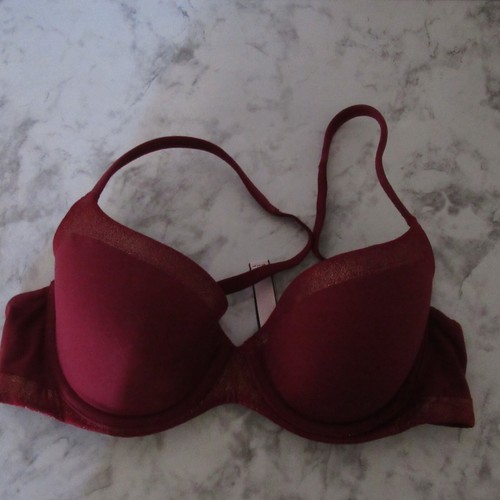 Victorias Secret Bra 34B Burgundy Lined Demi Underwire Padded Body By ...