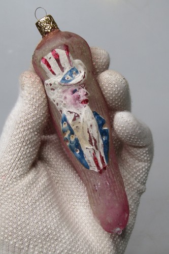 Antique VTG Glass Embossed Uncle SAM Patriotic Stocking Sock Christmas ...