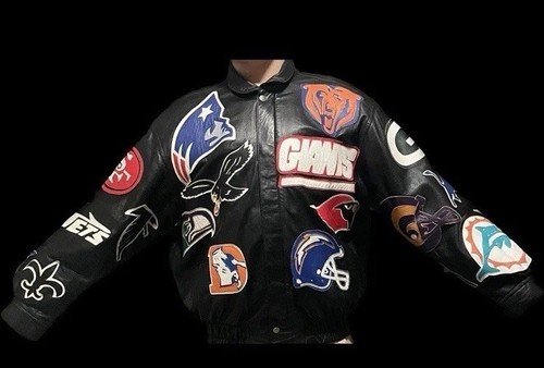 Rare Jeff Hamilton NFL 30 patch Leather Team Jacket XXL | eBay