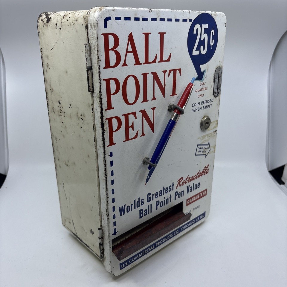 Vintage 1950's Ball Point Pen Coin Operated .25 Cent Vending Machine ...