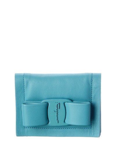 Salvadore Ferragamo Credit Card Case NWT Small Turquoise Viva Bow ...