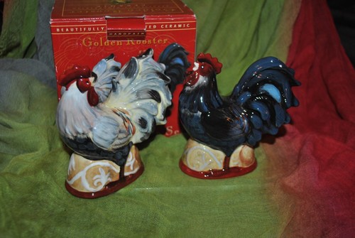 Certified International GOLDEN ROOSTER SALT PEPPER Shaker Geoffrey ...