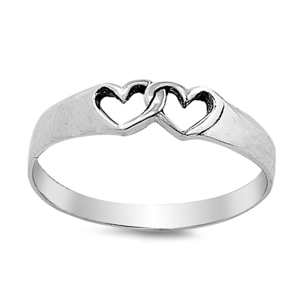 Interlocking 2 Hearts .925 Sterling Silver Ring | eBay