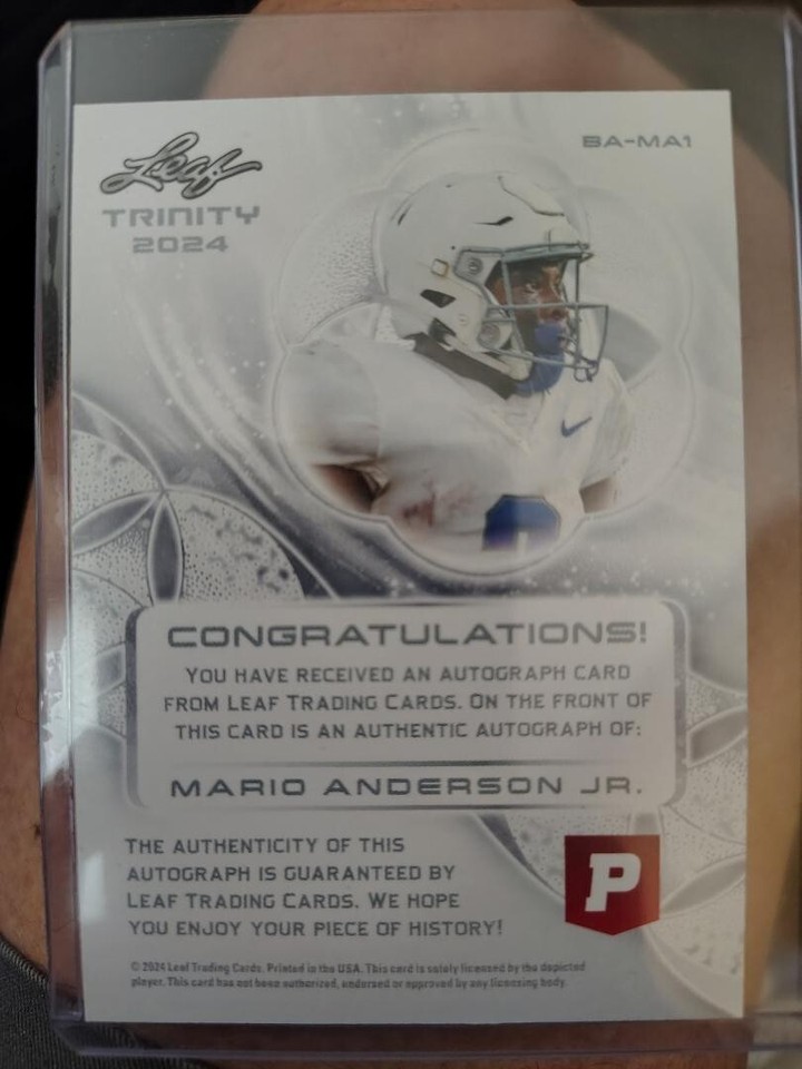 MARIO Anderson jr '24 leaf trinity RC AUTO!!!....memphis tigers...L@@K ...