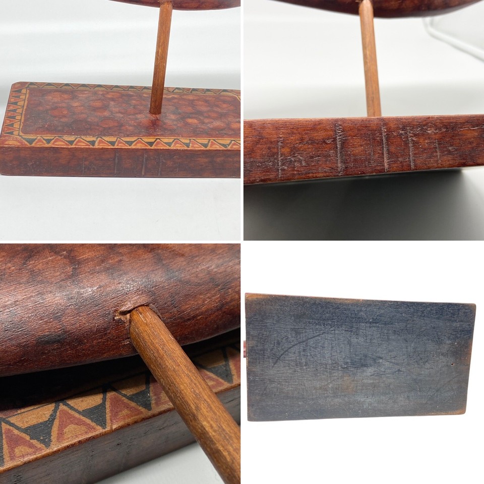 Folk Art Carved and Painted Whimsical Wooden Fish On Display Stand ...