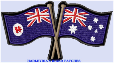 AUSTRALIA TASMANIA CROSSED FLAGS BIKER PATCH 100 X 55MM | eBay